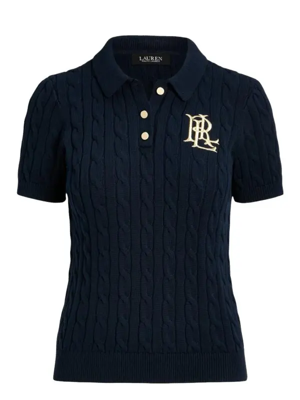 Ralph Lauren Logo Short-sleeved Knit Sweater - Black