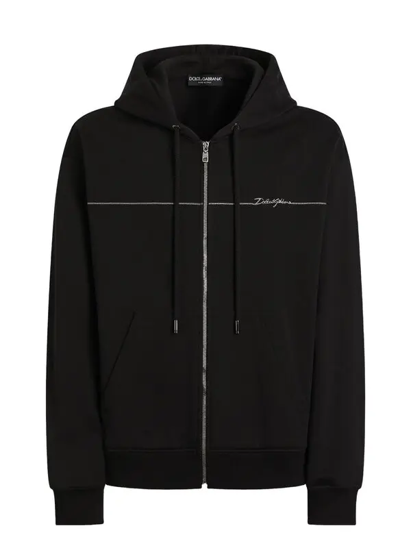 Dolce & Gabbana Dolce Gabbana Logo Embroidered Hoodie - Black