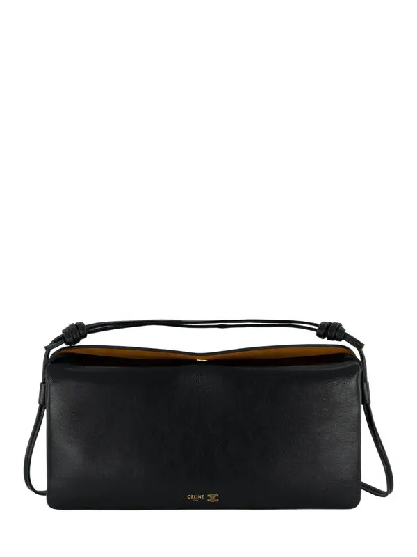 Celine Shoulder Bag With Triomphe Plaque In Leather - Black