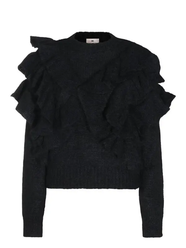 Elisabetta Franchi Knit Ruffled Jumper - Black
