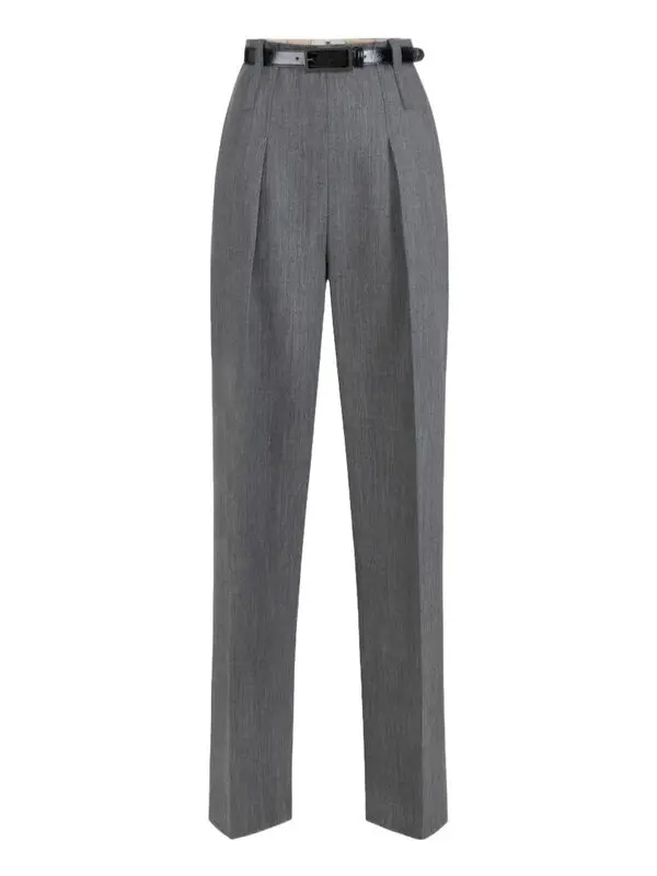 Elisabetta Franchi Belted Pleated Tailored Trousers - Grey