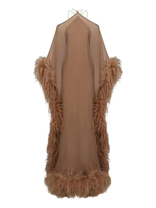 TALLER MARMO Feathered Sza Sza Spirito Kaftan - Camel