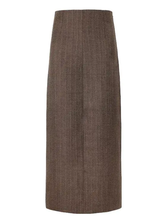 MAISON MARGIELA Wool-herringbone Midi Skirt - Neutrals