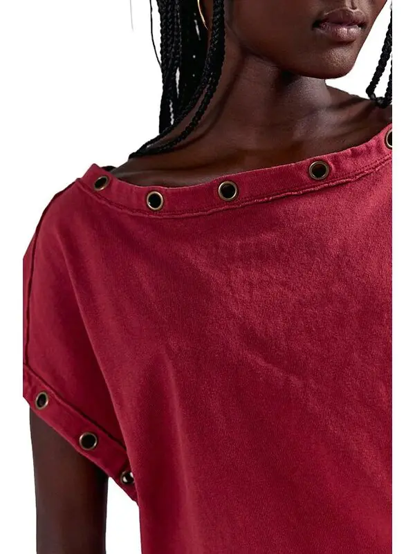Free People We The Free Off-the-shoulder Billie Tee - Cardinal