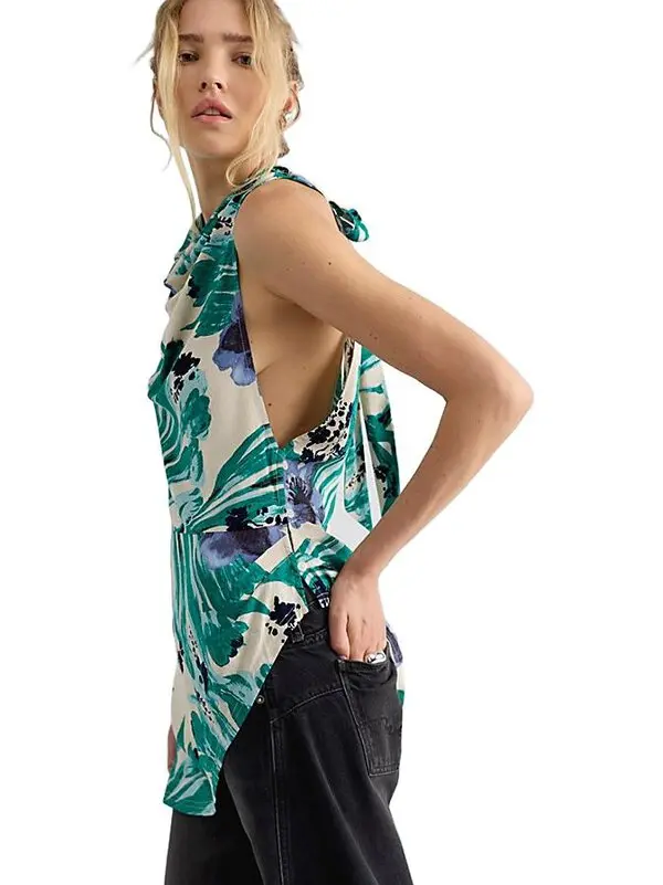 Free People Courtney Printed Tunic - Teal Combo
