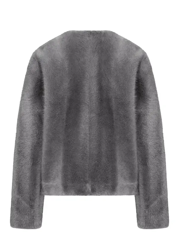 Max Mara Faux-fur Collarless Jacket - Grey