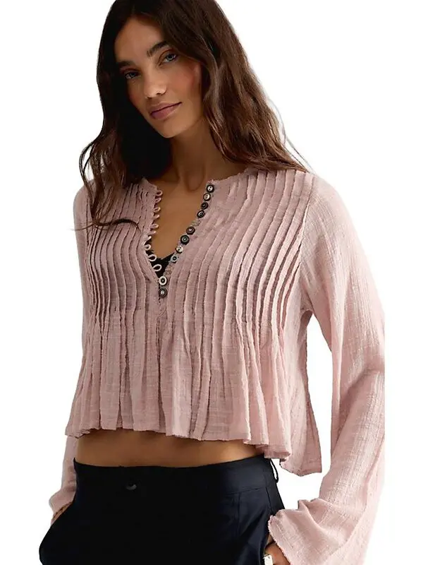 Free People Fp One Parker Long Sleeve Button Down Top - Washed Lilac