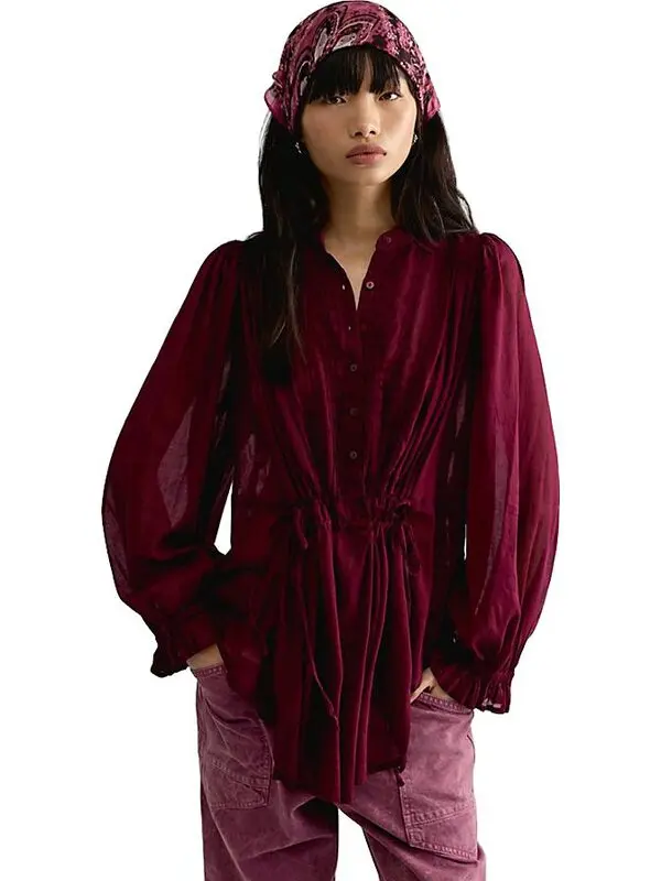 Free People Fp One Suri Cotton Button Down Tunic - Fig