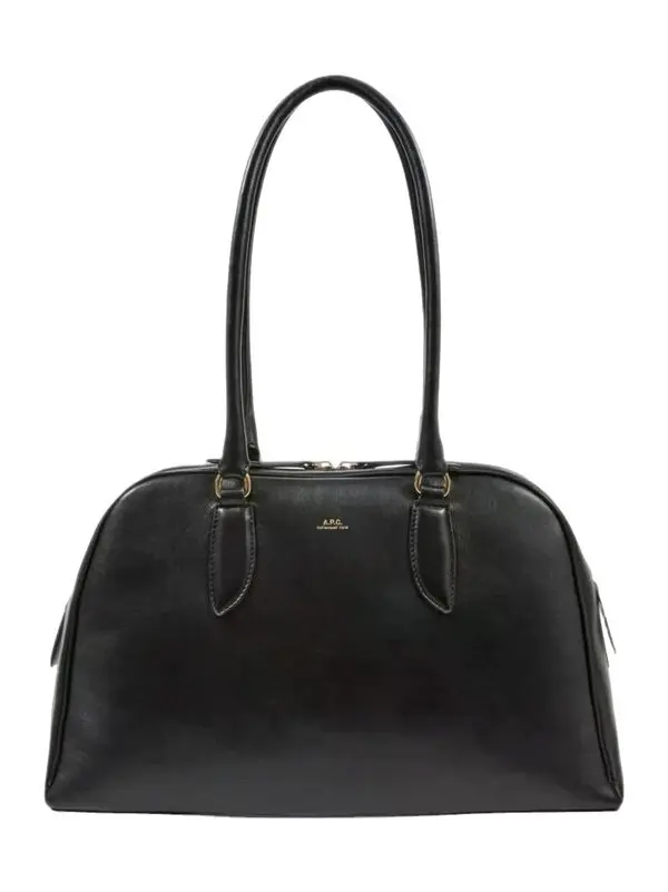 A.p.c. Logo-print Leather Tote Bag - Black