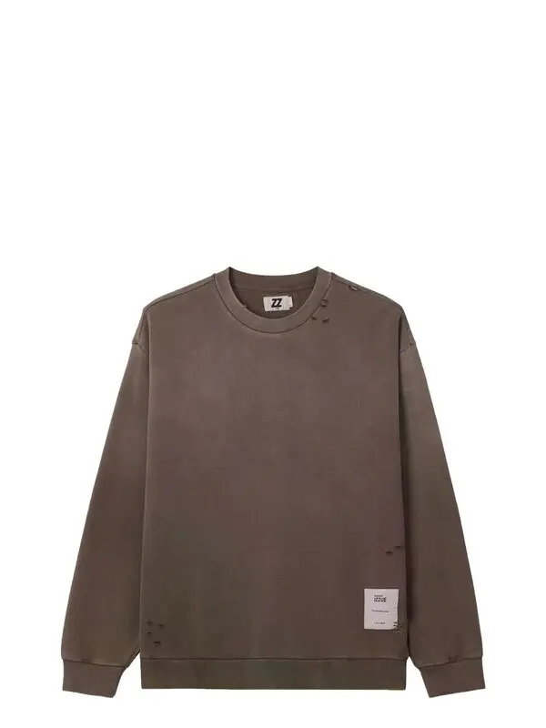 Izzue Distressed Logo-patch Sweatshirt - Brown