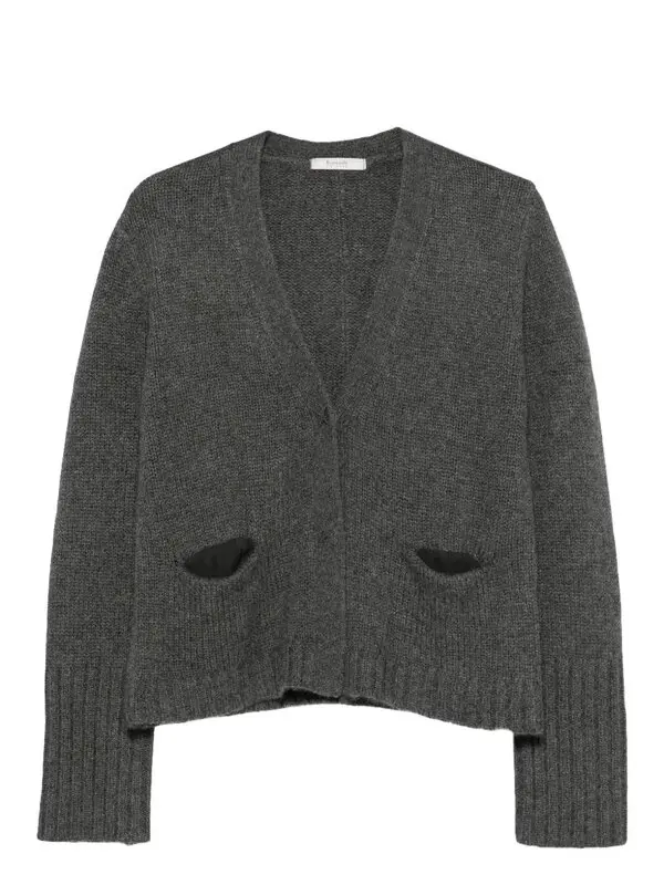 Kristensen Du Nord V-neck Ribbed-trim Cardigan - Grey