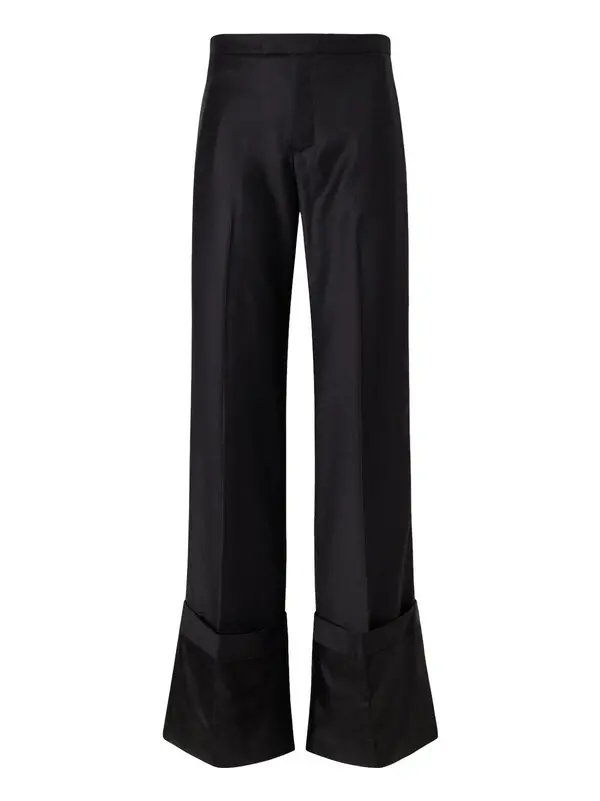 JEAN PAUL GAULTIER Wool-twll Wide-leg Pants - Black