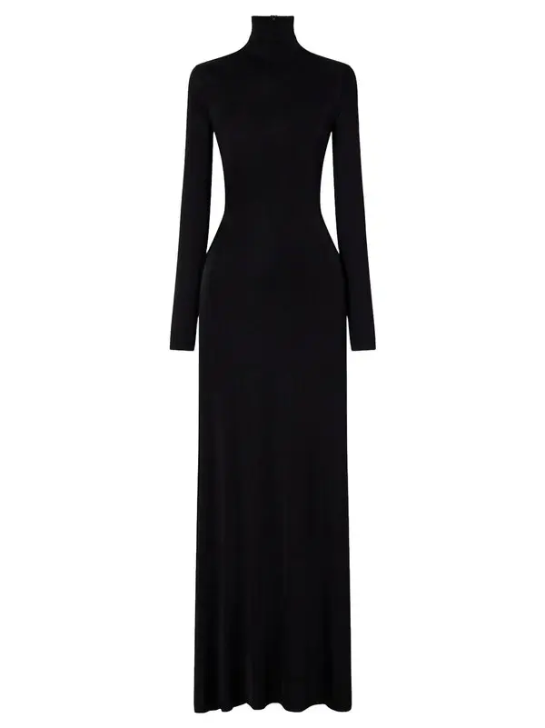 Tove Sacha Jersey Turtleneck Gown - Black