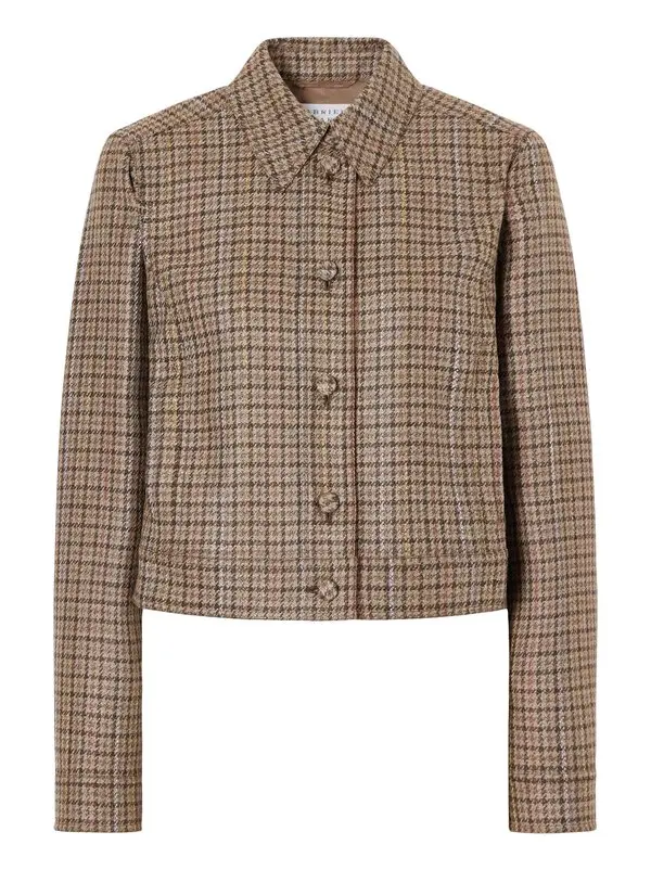 Gabriela Hearst Thereza Houndstooth Wool And Silk-blend Blazer - Camel