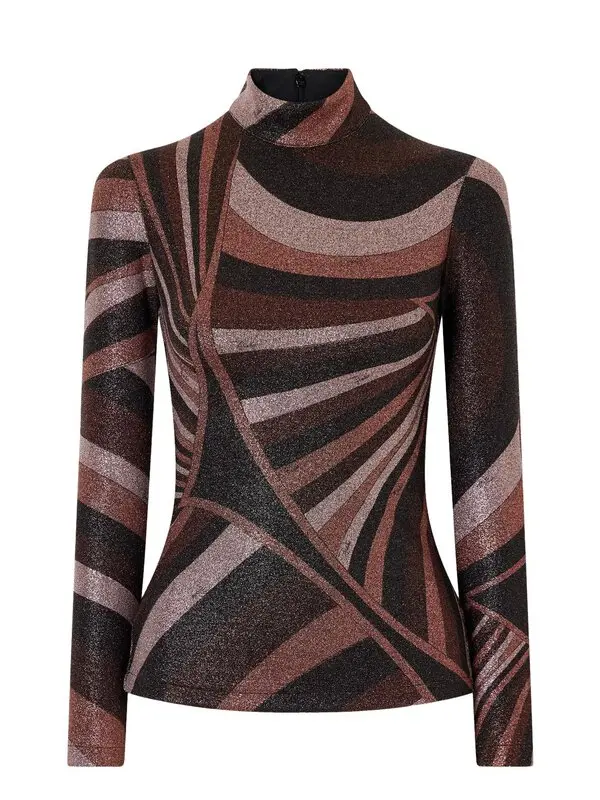 Emilio Pucci Printed Stretch-jersey Turtleneck Top - Multi