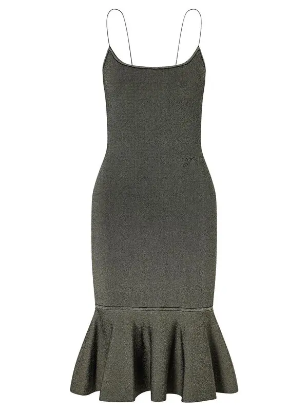 Jacquemus La Robe Maille Pina Knitted Midi Dress - Gray