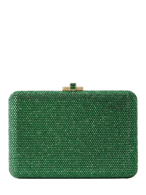 Judith Leiber Slim Slide Crystal-embellished Gold-tone Clutch - Green