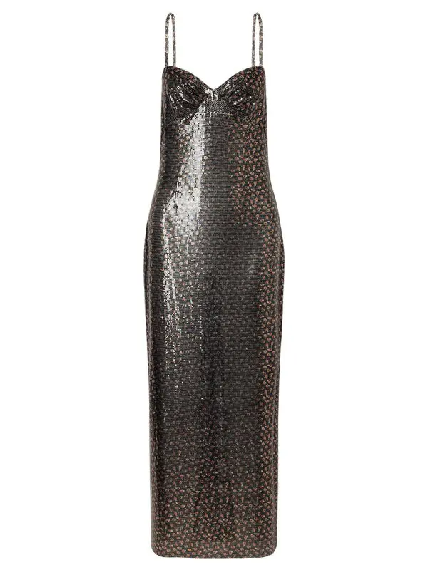 Rabanne Floral-printed Chainmail Maxi Dress - Multi