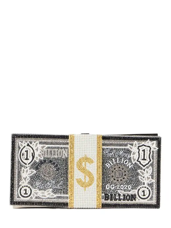 Judith Leiber Billions Stack Of Cash Crystal-embellished Silver-tone Clutch - Multi