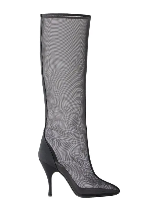 Alaïa Tube 100 Grosgrain-trimmed Tulle Knee Boots - Black