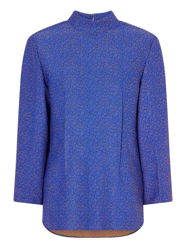 JIL SANDER Darted Tweed Blouse - Blue