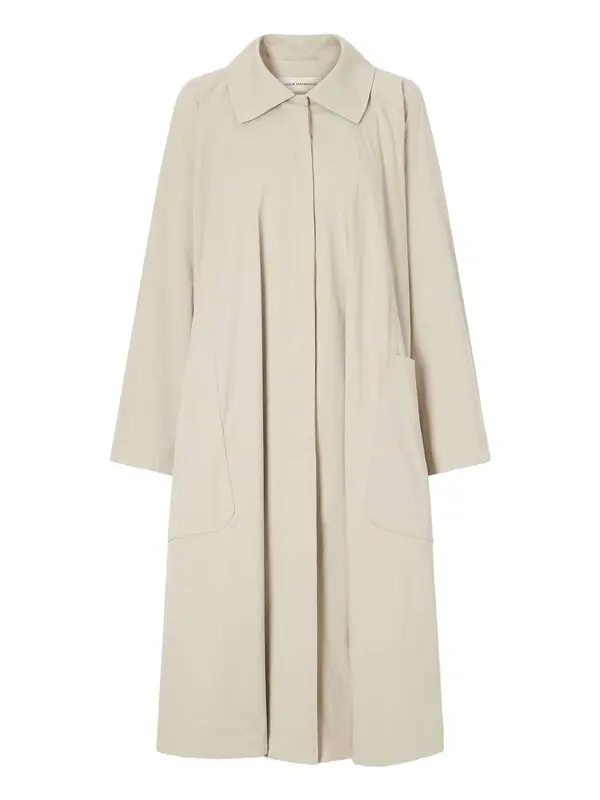 Nour Hammour Jane Graceful Pleated Cotton-blend Coat - Beige