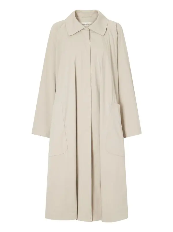 Nour Hammour Jane Graceful Pleated Cotton-blend Coat - Neutrals