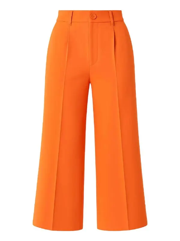 CONQUISTA High-waisted Culotte Pants With Pleats - Orange