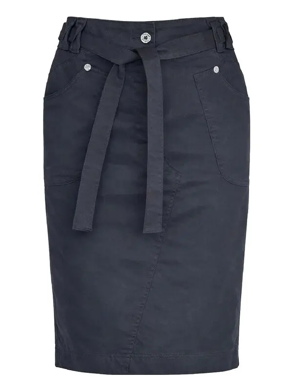 CONQUISTA Belted Pencil Skirt With Modern Wrap Detail - Black