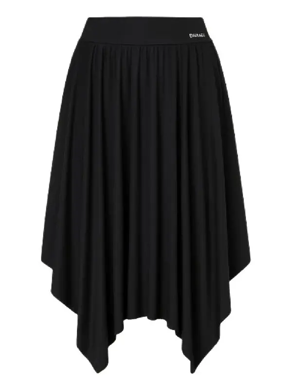 CONQUISTA Asymmetric Midi Skirt With Flowing Silhouette - Black