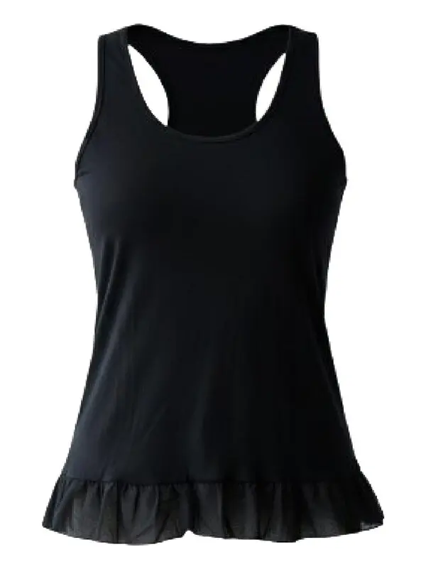CONQUISTA Racerback Tank Top With Ruffle Hem - Black