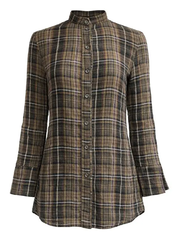 CONQUISTA Classic Plaid Button-front Shirt - Brown