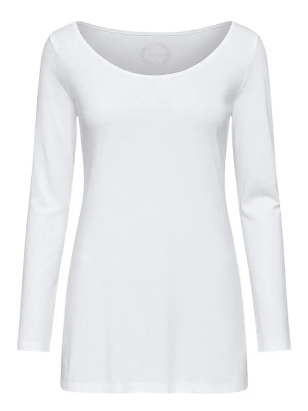 CONQUISTA Classic Scoop-neck Long-sleeve Tunic - White