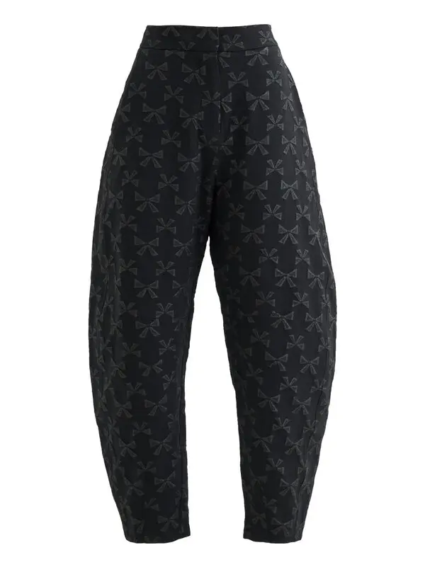 LOUCHE Sutton Bow Jacquard Barrel Trousers - Black