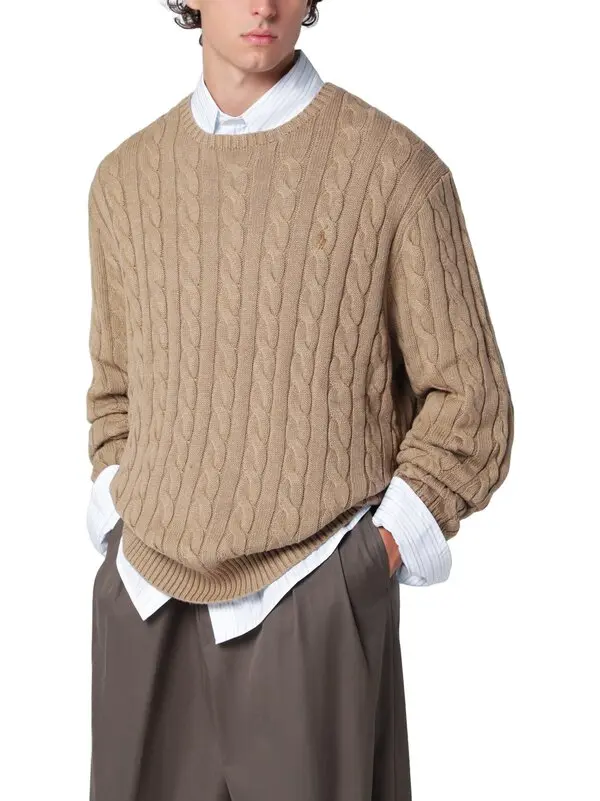 Polo Ralph Lauren Beige Cable-knit Jumper In Cotton - Black