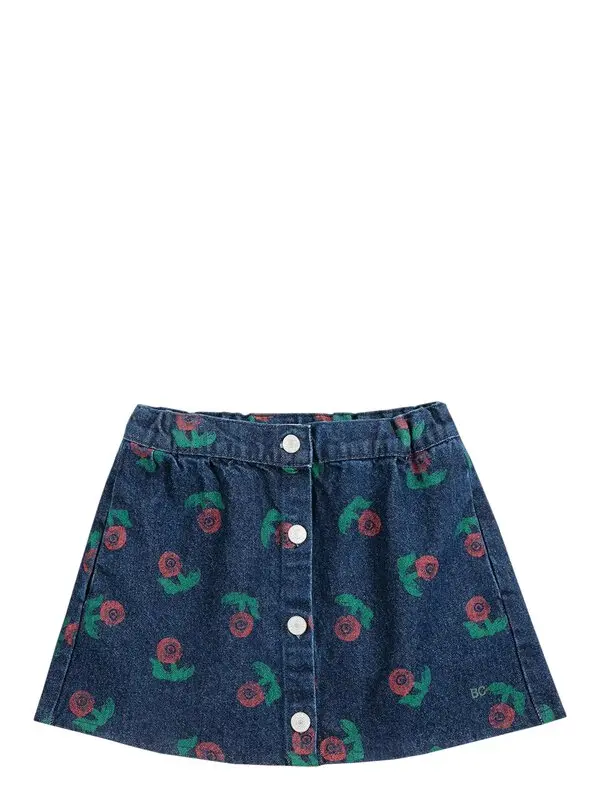 BOBO CHOSES Stamp Bloom Navy Denim Skirt - Blue