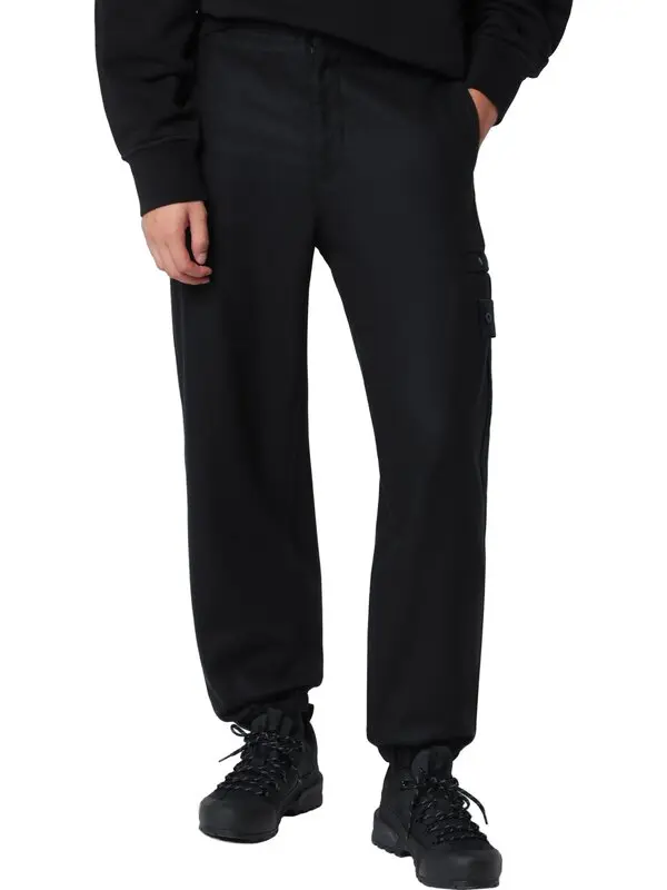 Stone Island Navy Jogging Trousers In A Wool Blend - Blue
