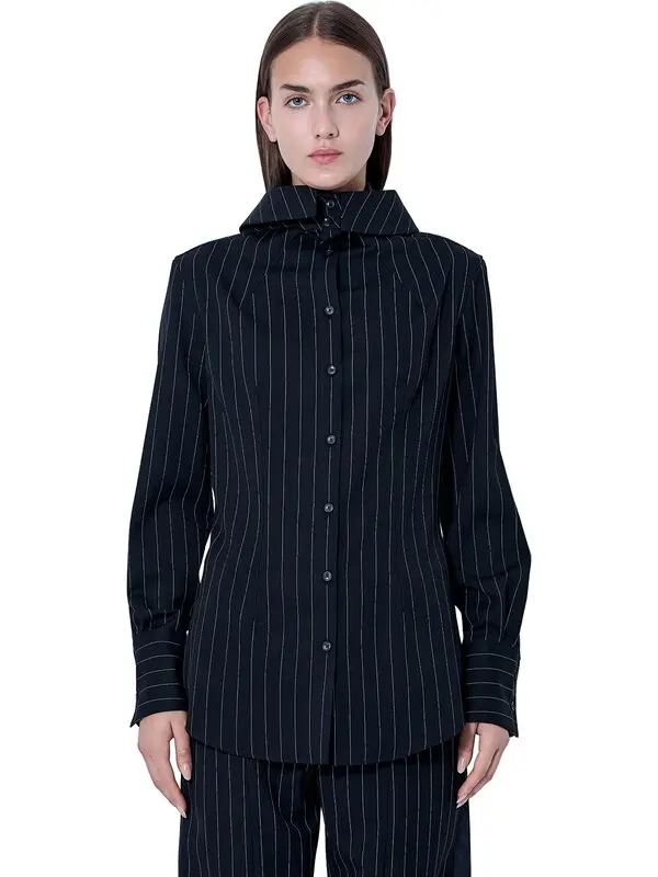 JEAN PAUL GAULTIER Hooded Striped Shirt - Black