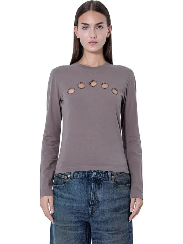 Marni Cut-out Detail Long Sleeve Top - Gray