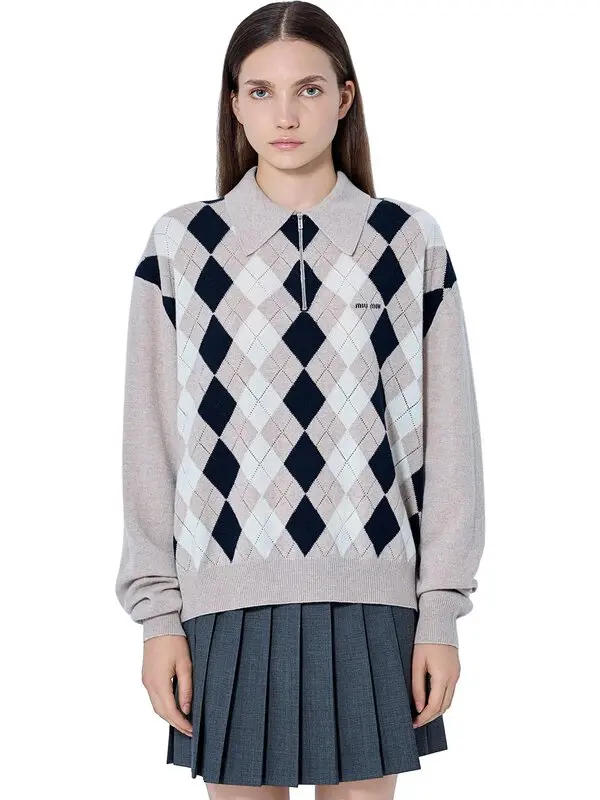 Miu Miu Cashmere Polo Sweater - Cream