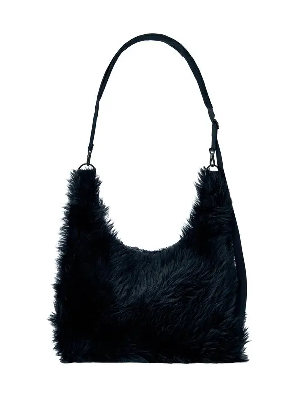 Yohji Yamamoto 3 Way Shoulder Strap Fur Bag - Black