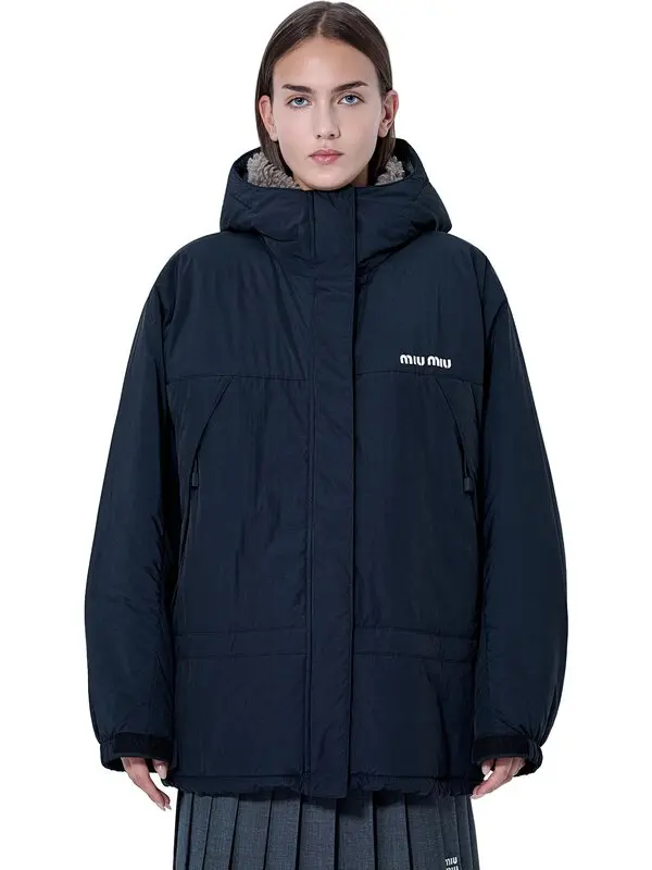 Miu Miu Pongé Down Jacket - Black