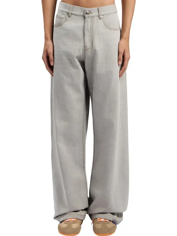 Palm Angels Curved Logo Loose Denim Pants - Multicolor