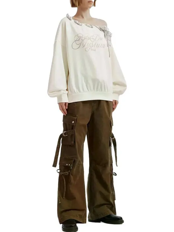 MUSIUM DIV. Logo-print Scarf-detail Sweatshirt - Neutrals