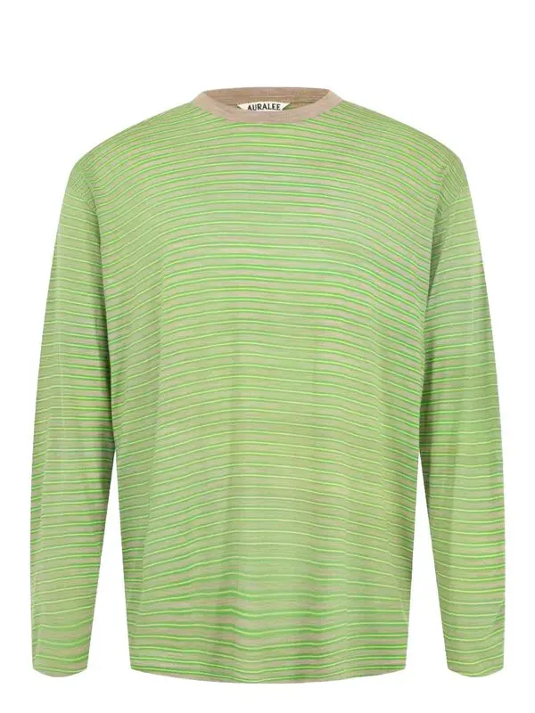 Auralee Striped Long-sleeved T-shirt - Green