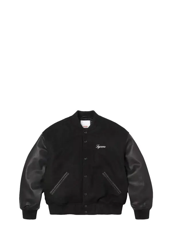 Supreme Cross Varsity Bomber Jacket - Black
