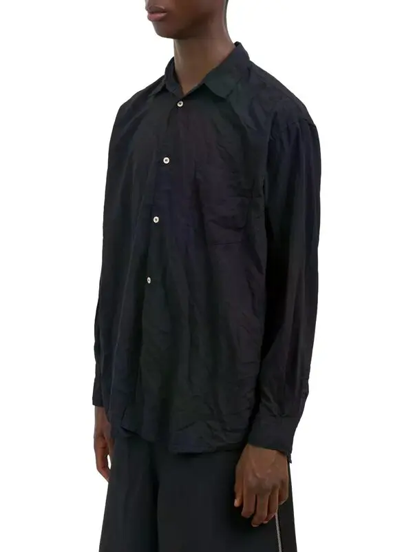 Comme Des Garçons Wrinkled-effect Chest-pocket Shirt - Black