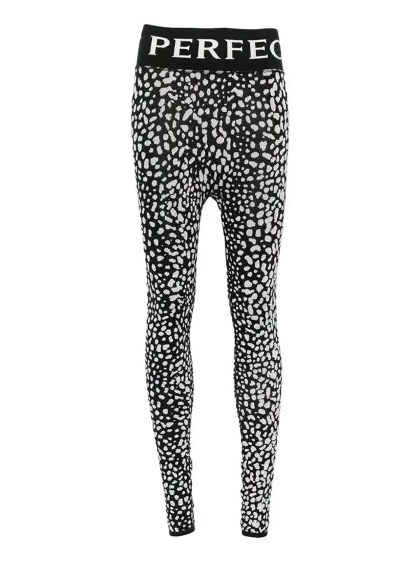 Perfect Moment Leopard-print Jacquard Leggings - Black