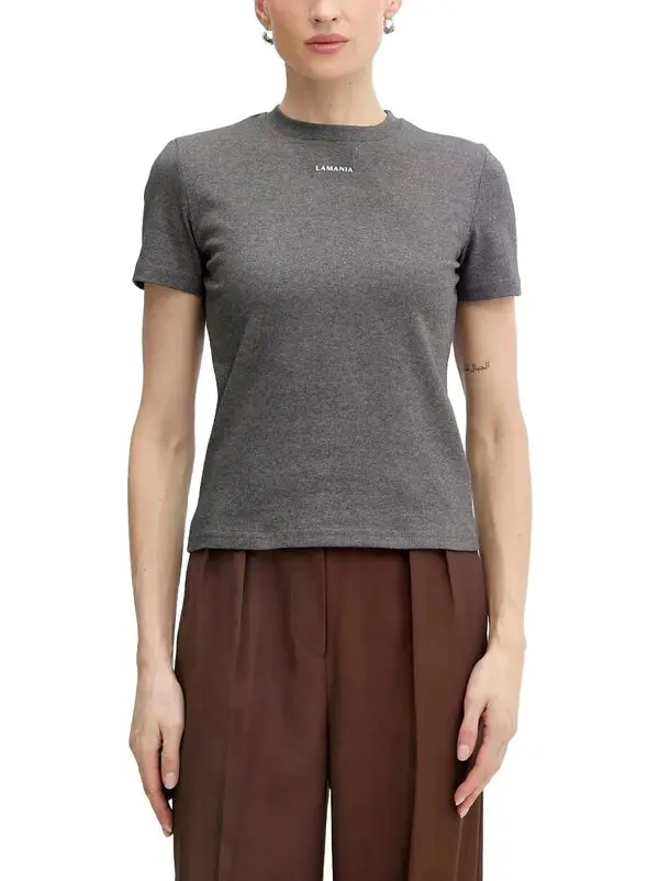 LA MANIA Ann Logo-print Short-sleeve T-shirt - Grey