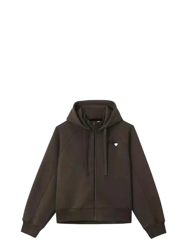Izzue Logo-embroidered Zip-up Hoodie - Brown